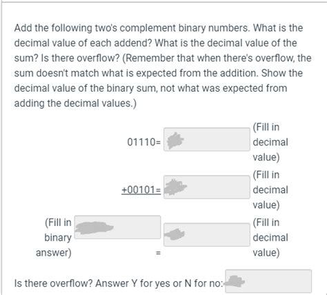 Add The Following Two S Complement Binary Numbers Chegg