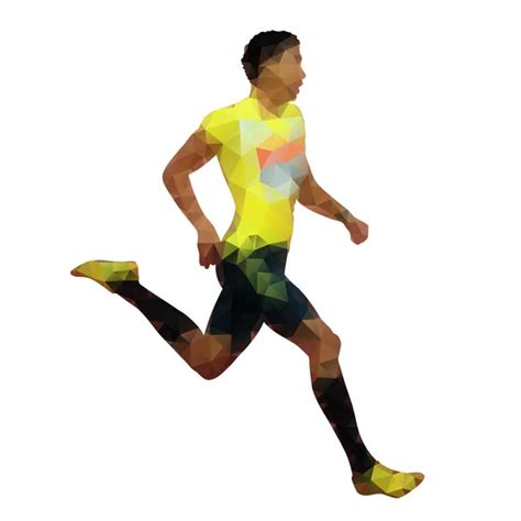 Abstract Running Man Vector Silhouette Polygonal Athlete Stock