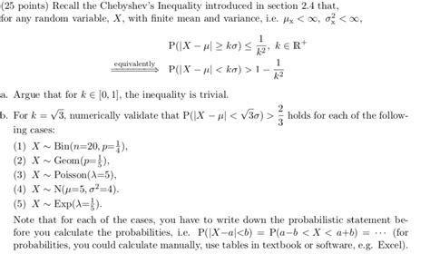 25 Points Recall The Chebyshevs Inequality