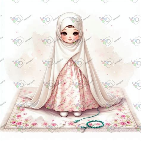 بک گراند کودکانه دختر کوچولوی ناز چادر به سر با پیراهن گل گلی کد 43037