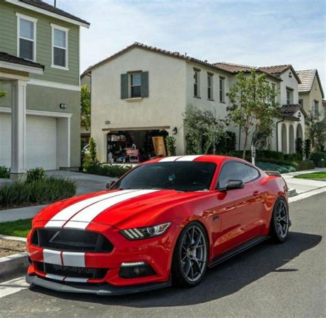 Red And White Ford Mustang S550 GT