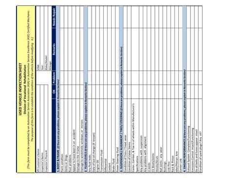 Free Printable Vehicle Inspection Form Templates Pdf Word Editable
