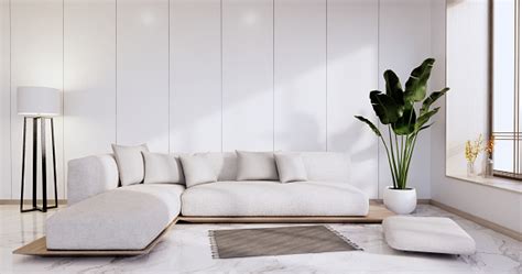 인테리어 거실 현대 미니멀리스트는 흰색 벽과 화강암 타일 바닥에 소파가3d 렌더링 0명에 대한 스톡 사진 및 기타 이미지 0명 3차원 형태 가구 Istock