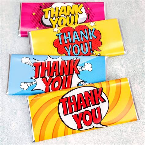 Thank You Pink Cloud Comic Candy Bar Wrapper Candy Wrapper Store