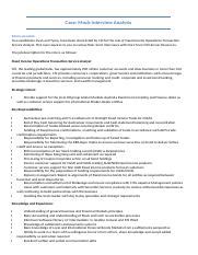 Case Mock Interview Analysis Week 6 Docx Case Mock Interview Analysis MOCK SCENARIO Two