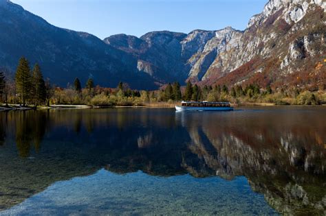슬로베니아 Triglav 국립 공원의 Bohinj 호수에있는 관광 전통 전기 보트 0명에 대한 스톡 사진 및 기타 이미지 0