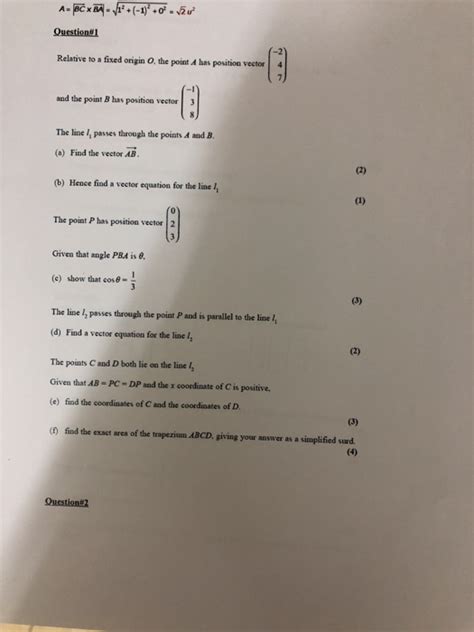 solved question relative to a fixed origin o the point a
