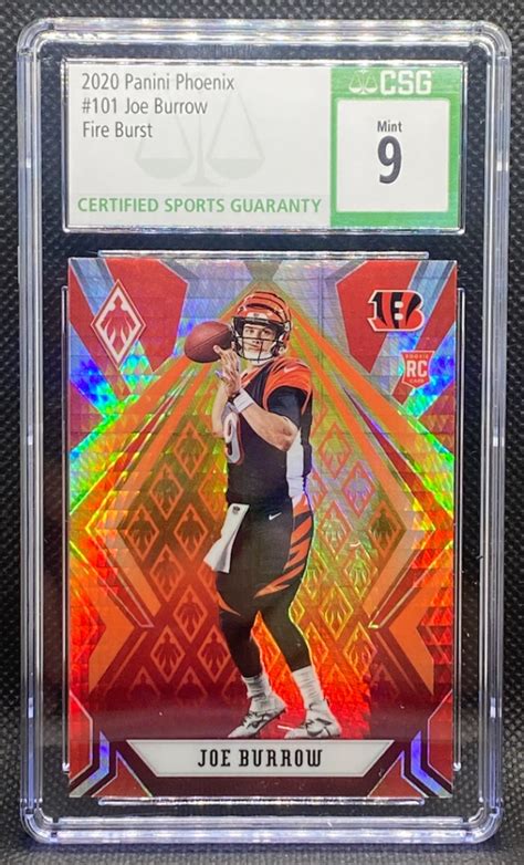 Joe Burrow 2020 Panini Phoenix Fire Burst 101 Rc Csg 9 Pristine