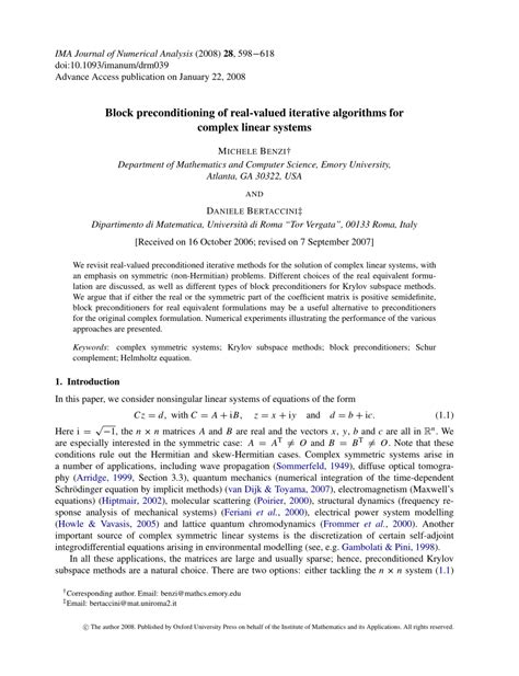 PDF Block Preconditioning Of Real Valued Iterative Algorithms For