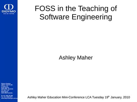 Teaching Software Engineering Using Foss Ppt