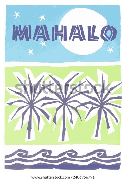 Primitive Mahalo Thank You Message Moon Stock Vector Royalty Free
