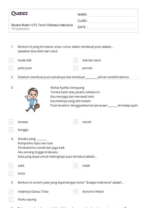 50 Lembar Kerja Menulis Ekspresi Untuk Kelas 3 Di Quizizz Gratis