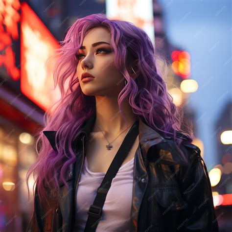 Premium Ai Image Lavender Lightning A Cyberpunk Saga Of The Neon Streets