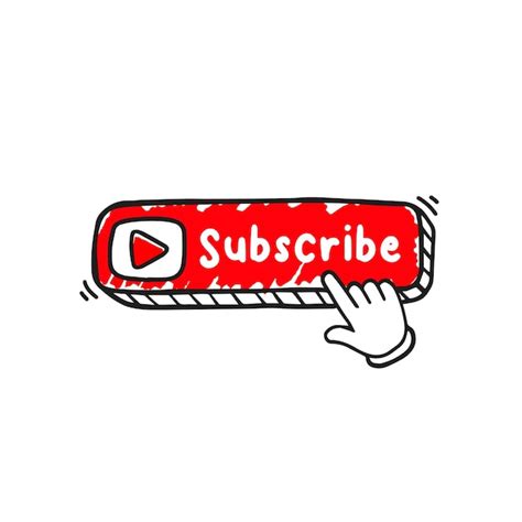 Premium Vector Hand Drawn Subscribe Red Button Click Cursor Or Hand Pointer Doodle Subscribing