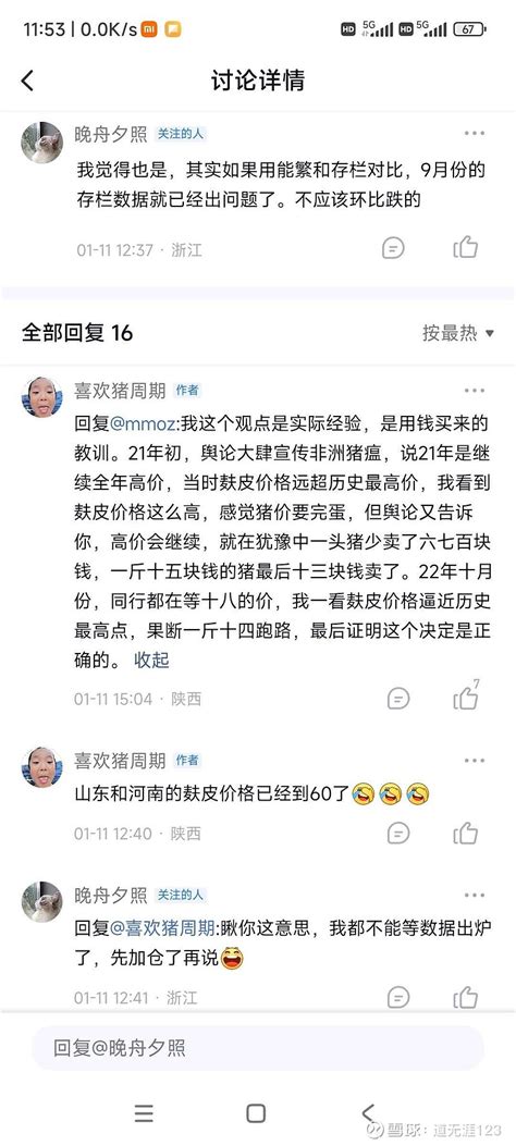 喜欢猪周期 雪球分享笔记总结 现在的小麦价格和过去不同了就算百分比一般麸皮价格达到小麦价格百分之八十的时候生猪存栏就基本是供需平衡百分之七 雪球