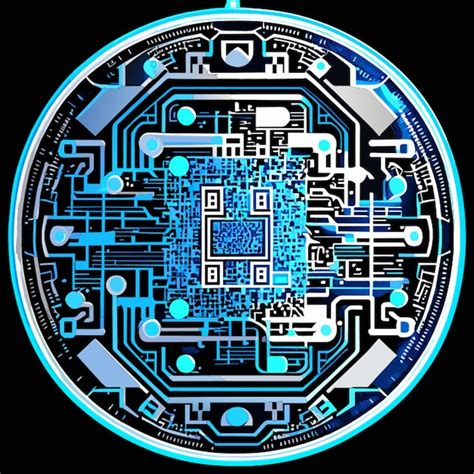 Premium Vector Qr Barcodeblue Circuit Board Digital Qr Code Vector