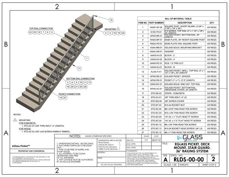 Eglass Picket™ 810 Series Drawings Deck Mount Glass Railing For Decks