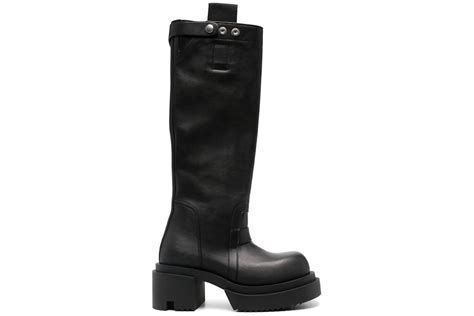 Rick Owens Porterville Knee Pull On Bogun Boot Black Womens Rp02d3839 Loo 09 Kr