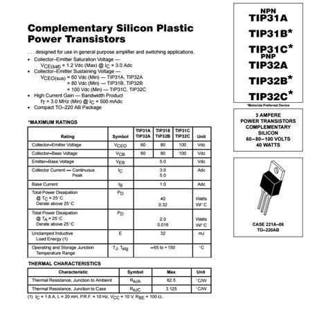 Tip31 Datasheet Specifications Features And Applications