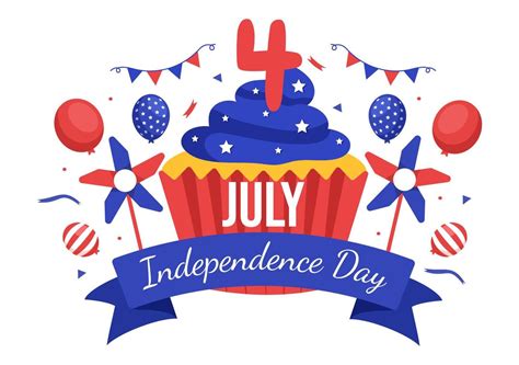 4th Of July Independence Day Usa Vector Illustration With American Flag