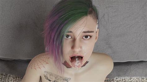 Rule 34 3d Ambus3d Cum Cum In Mouth Cyberpunk 2077 Facial Green Hair