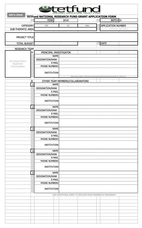 Nrf Application Form Tertiary Education Trust Fund