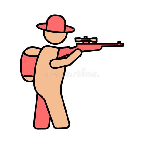 Man Target Gun Hunting Gun Man With Hunting Gun Icon Stock Vector