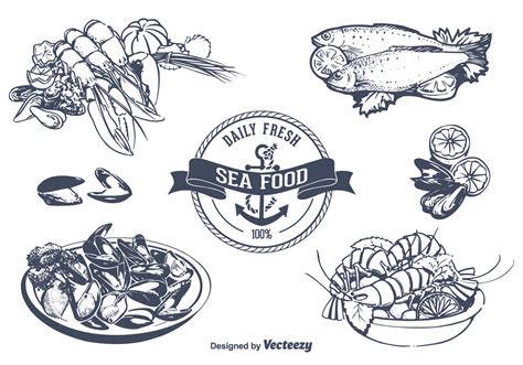Seafood Vector Set 116121 Vector Art At Vecteezy