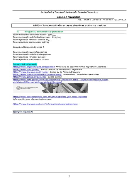 Atp 5 Tasa Nominales Y Efectivas Tasas Activas Y Pasivas 2022 Pdf