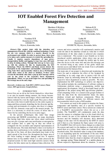 pdf ijert iot enabled forest fire detection and management