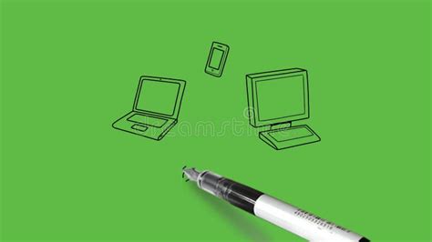 Draw Four Electric Devices Like Laptop Computer Tablet And Smart