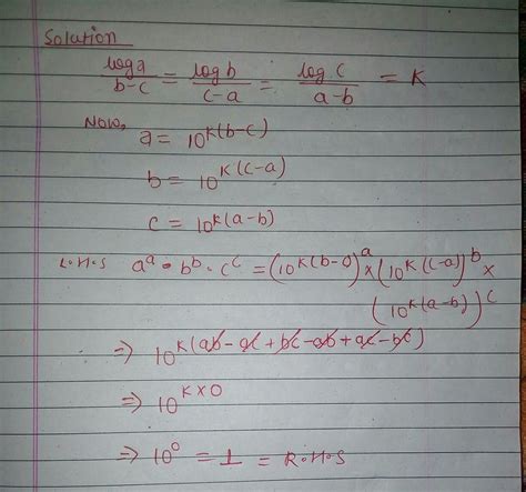 If log a÷b-c=log b÷c-a=log c ÷a-b ,then find the value of abc. - Brainly.in