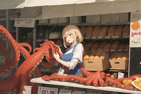 Premium Ai Image A Manga Anime Hentai Octopus Supermarket Salesman
