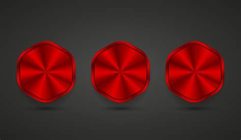 set of three red hexagon shapes red abstract button red blank button
