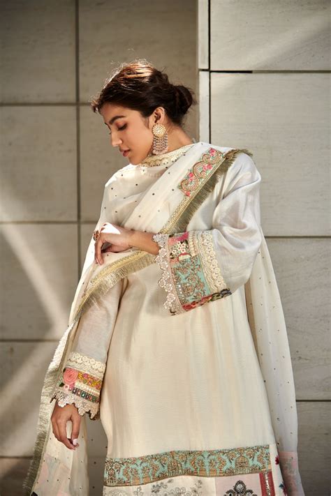 Multi Patch Ivory Suit Set Varun Bahl Ivory Suit Types Of Sleeves