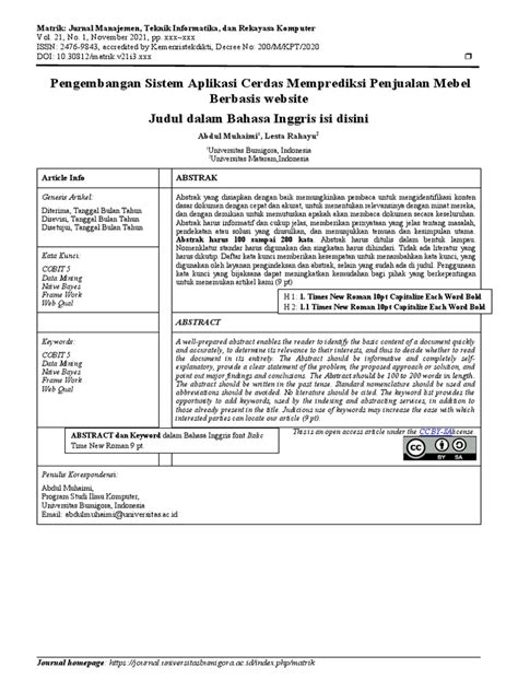 Template Matrik Versi Bahasa Indoesia Pdf