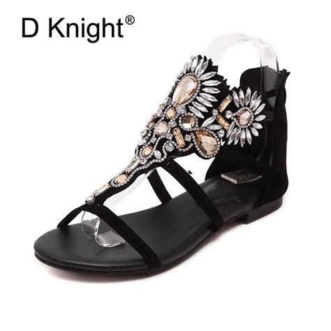 New Fashion Crystal Decoration Ankle Strap Gladiator Sandals For Women