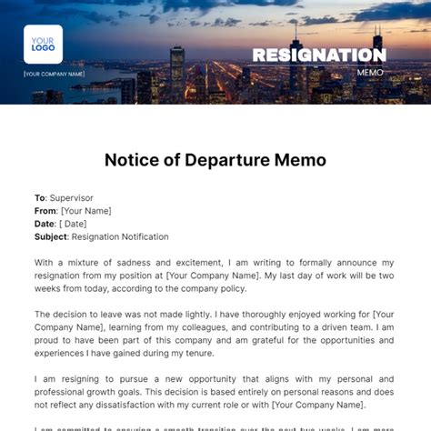 Free Resignation Memo Template To Edit Online