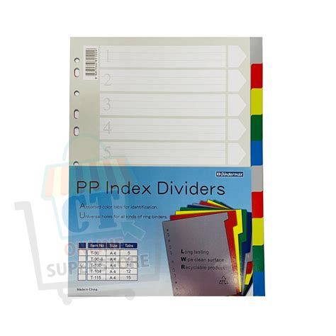 Bindermax PP Index Divider A For All Your Ring Binder And Arch File Folder File Divider