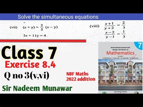 Class 7 Exercise 8 4 Q No 3 Viiviii Ex 8 4 NBF Maths Solve The