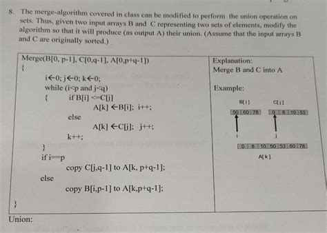 Solved The Merge Algorithm Covered In Class Can Be Chegg