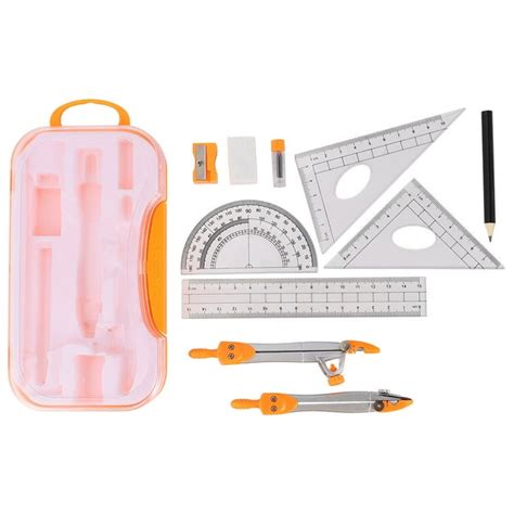 Set Ruler Compass Maths Geometry Drawing Protractor Math Tool Kit Supplies School Stationary