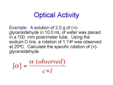 Optical Activity Optical Rotation Optical Activity Optical Activity
