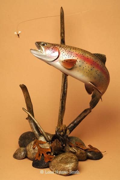 Wooden TroutCarved By Lona Hymas Smith 3 Fish Sculpture Fly Fishing
