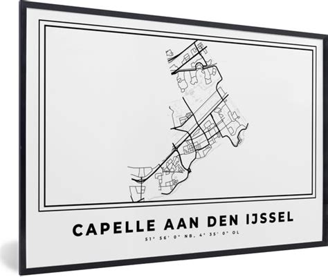 Fotolijst Incl Poster Zwart Wit Stadskaart Zwart Wit Kaart