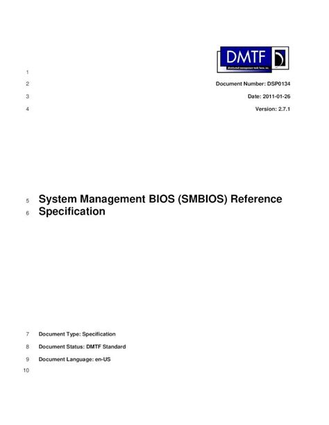 Pdf System Management Bios Smbios Reference Specification Home