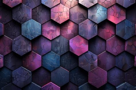Abstract Hexagonal Pattern With Vibrant Colors And Textures Premium Ai Generated Image