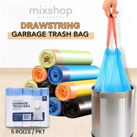 Mixshop Drawstring Garbage Bag Trash Bag Rubbish Bag Plastic Bag
