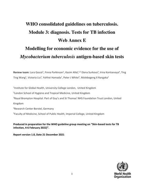 PDF WHO Consolidated Guidelines On Tuberculosis Module 3 Diagnosis