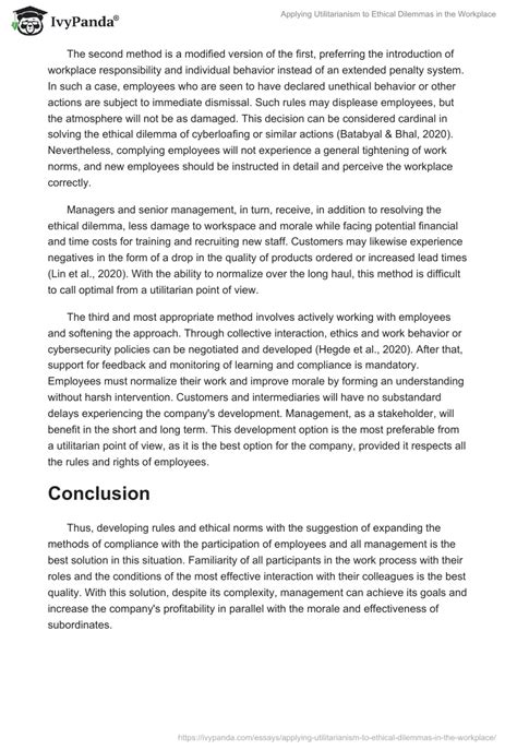 Applying Utilitarianism To Ethical Dilemma At Work 691 Words Essay